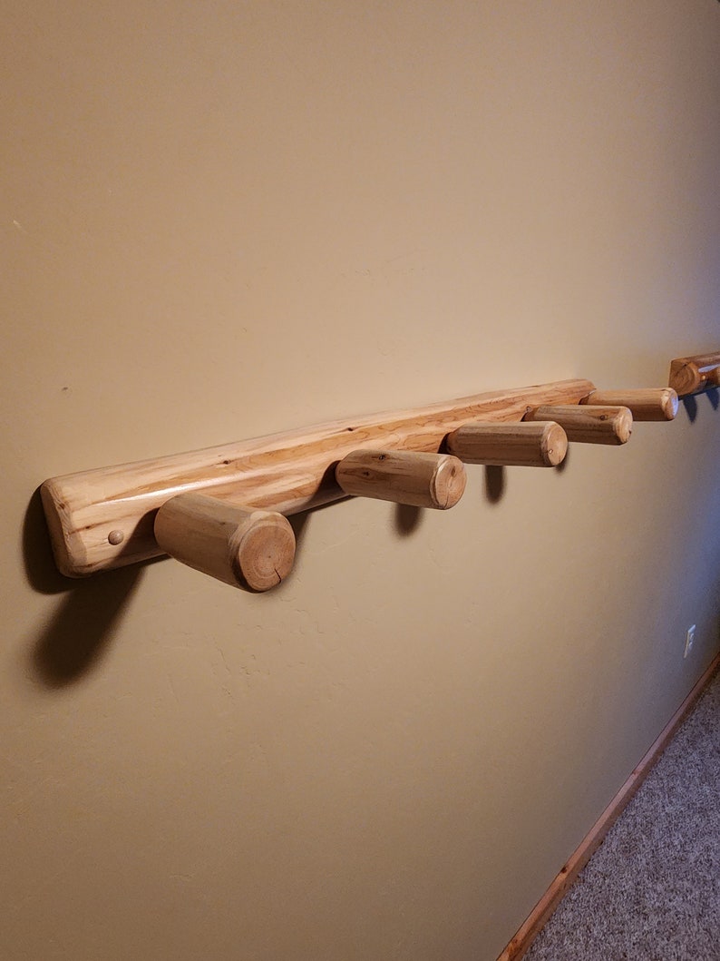 Hand-peeled Cedar Log Coat Rack: Rustic Cabin Decor, 5 Pegs - Etsy
