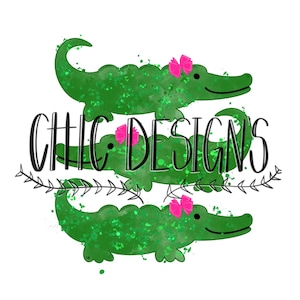 Alligator With Bow Digital File, PNG Files, PNG, Watercolor Clip Art ...