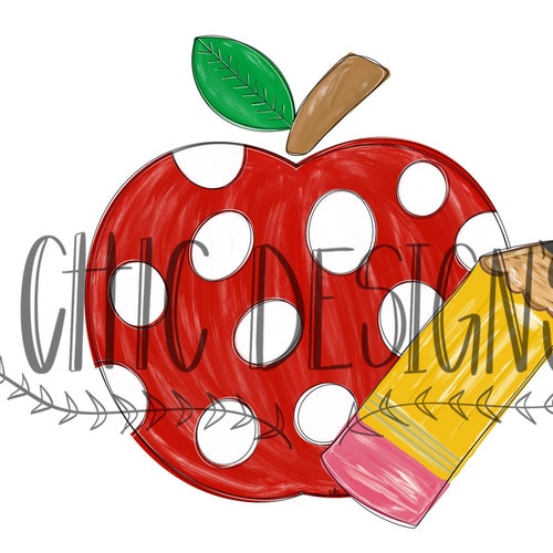Teacher PNG Teacher Apple JPEG Hand Drawn Teacher Apple | Etsy