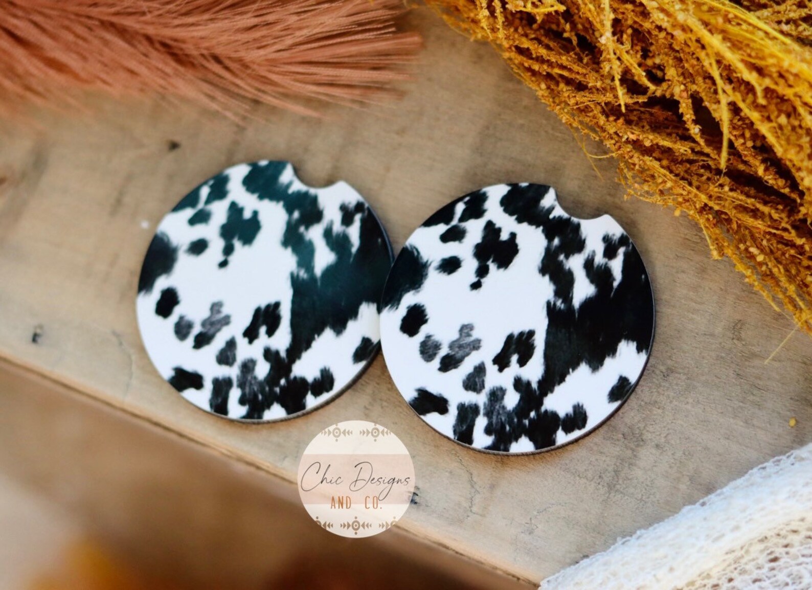 Watercolor Cow Print Car Coasters Coaster Set Car Coasters - Etsy