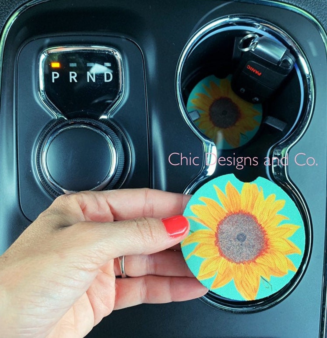 Sunflower Car Coasters, Coaster Set, Car Coasters, Sunflower Coasters ...