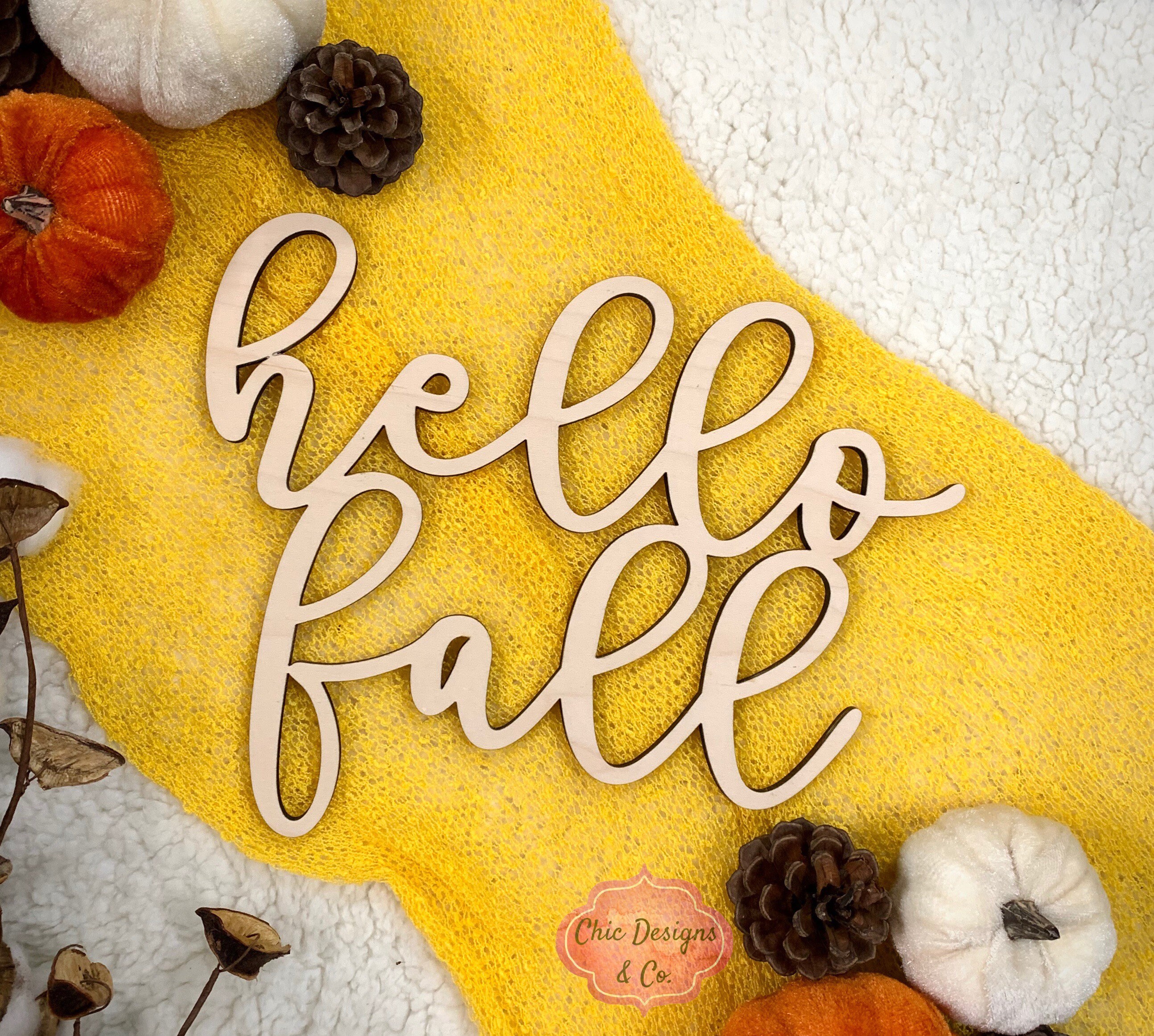 Hello Fall Wood Cut Out Door Hanger Add On Wreath Decor - Etsy