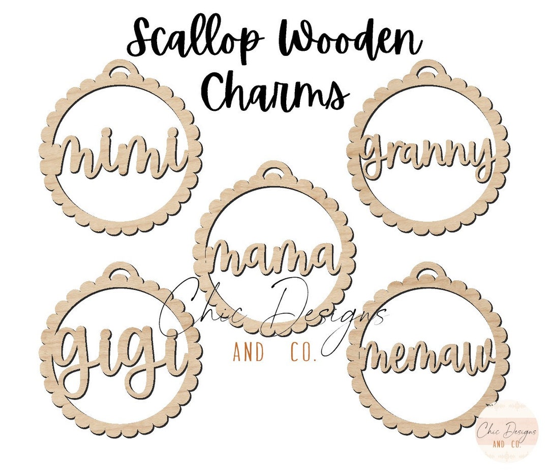 Mama Wooden Car Charm Cut Outs, Gigi Cut Out Car Charms, Wooden Mimi ...