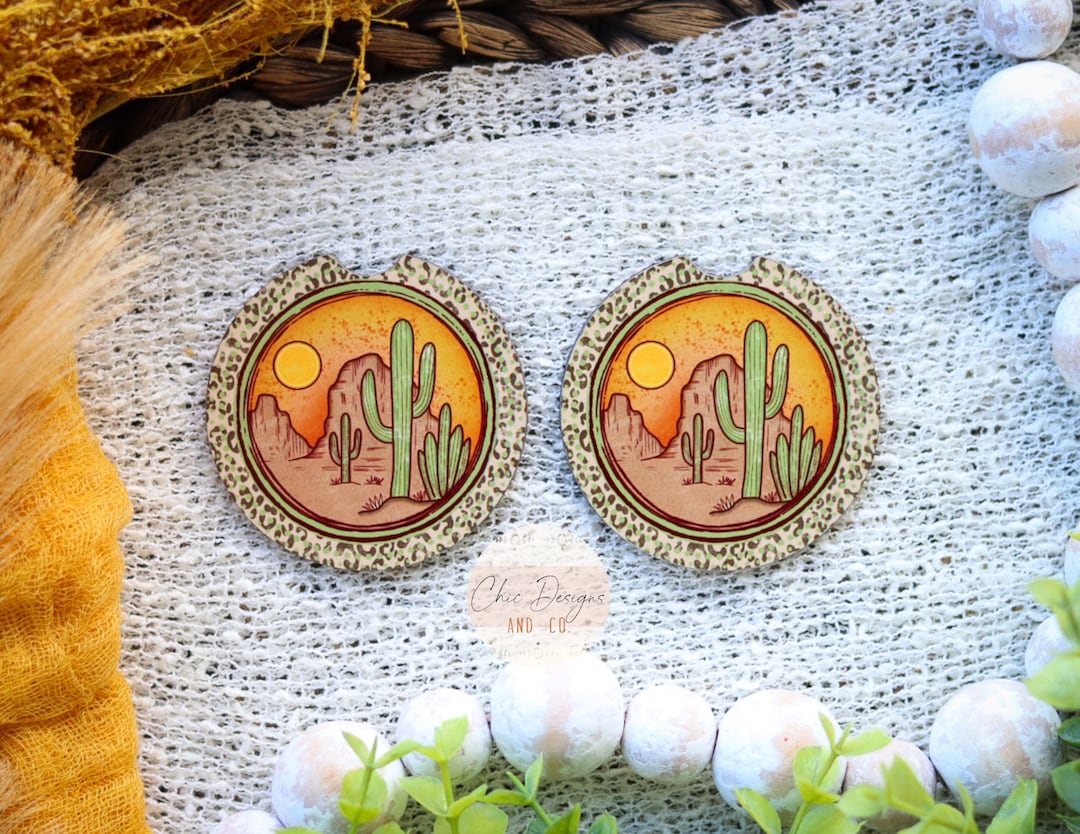 Cactus Car Coasters, Desert Coaster Set, Car Coasters, Cheetah Cactus ...