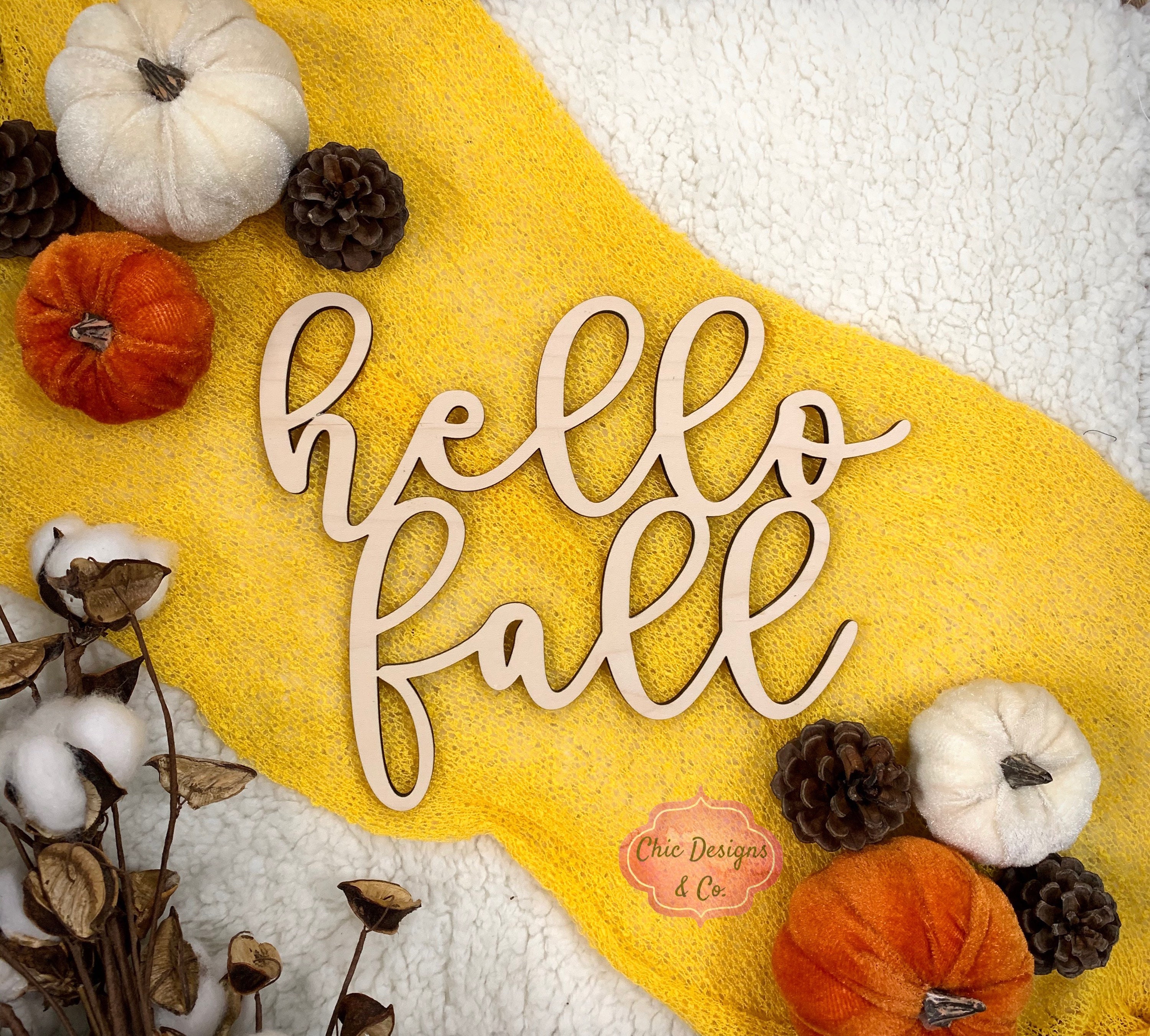 Hello Fall Wood Cut Out Door Hanger Add On Wreath Decor - Etsy