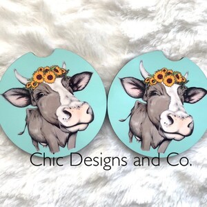 Cow Car Coasters, Coaster Set, Heifer Car Coasters, Cow Coasters, Cup ...