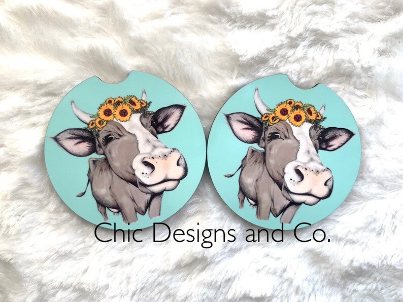 Cow Car Coasters Coaster Set Heifer Car Coasters Cow - Etsy