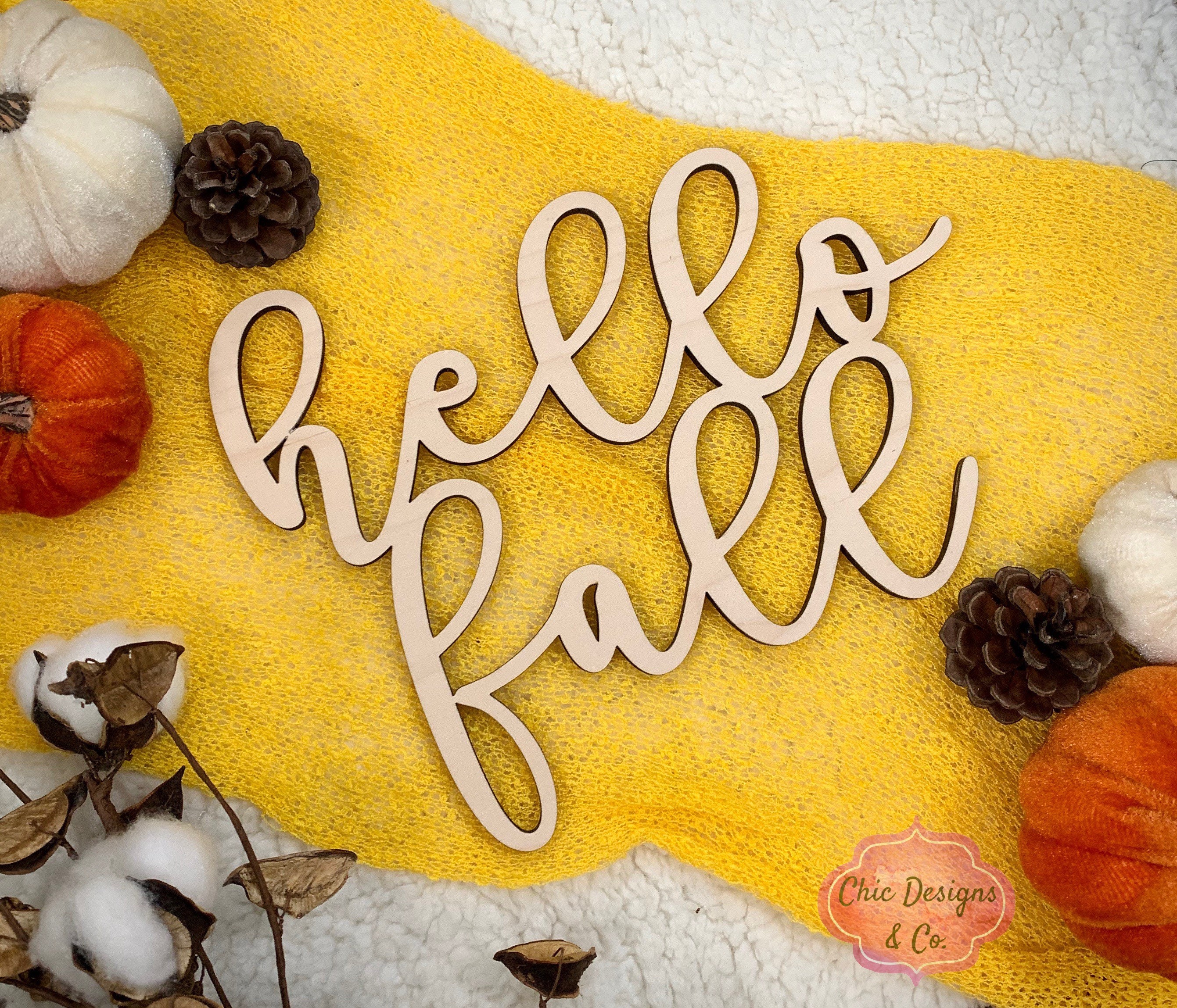 Hello Fall Wood Cut Out Door Hanger Add On Wreath Decor - Etsy