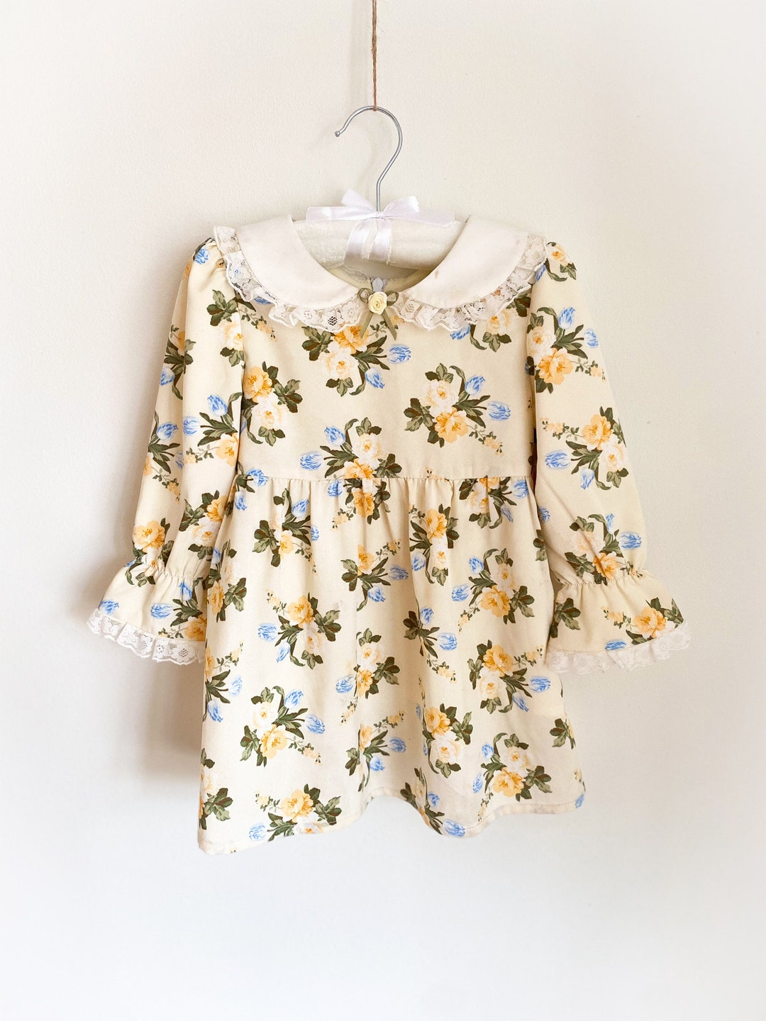 Little Girls Floral Peter Pan Collar Dress - Etsy