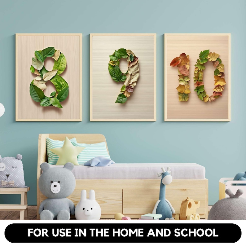 Nature 0-10 Printable Number Cards, Leaf Design, Montessori Reggio ...
