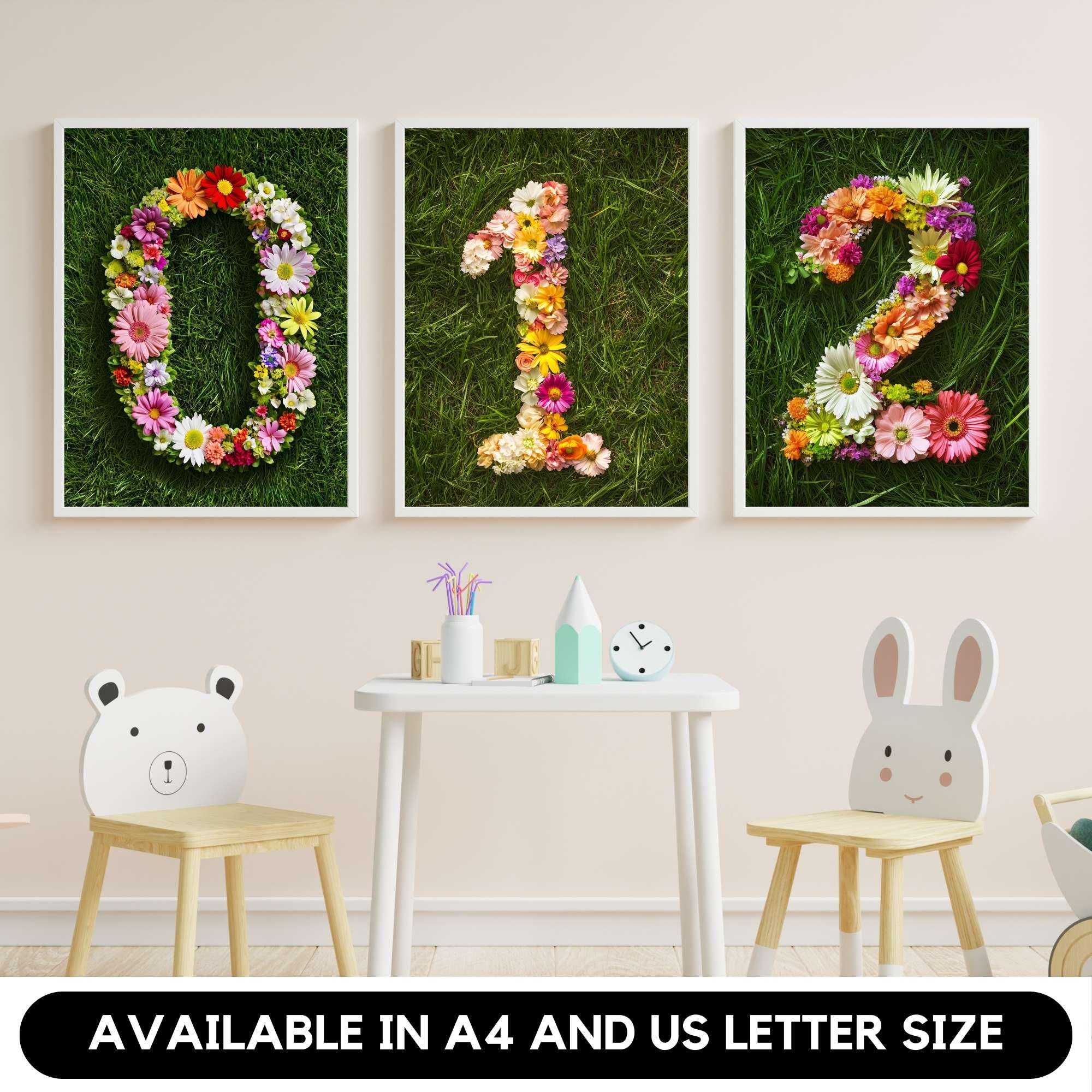 Nature 0-10 Printable Number Cards, Summer Flowers, Montessori Reggio ...