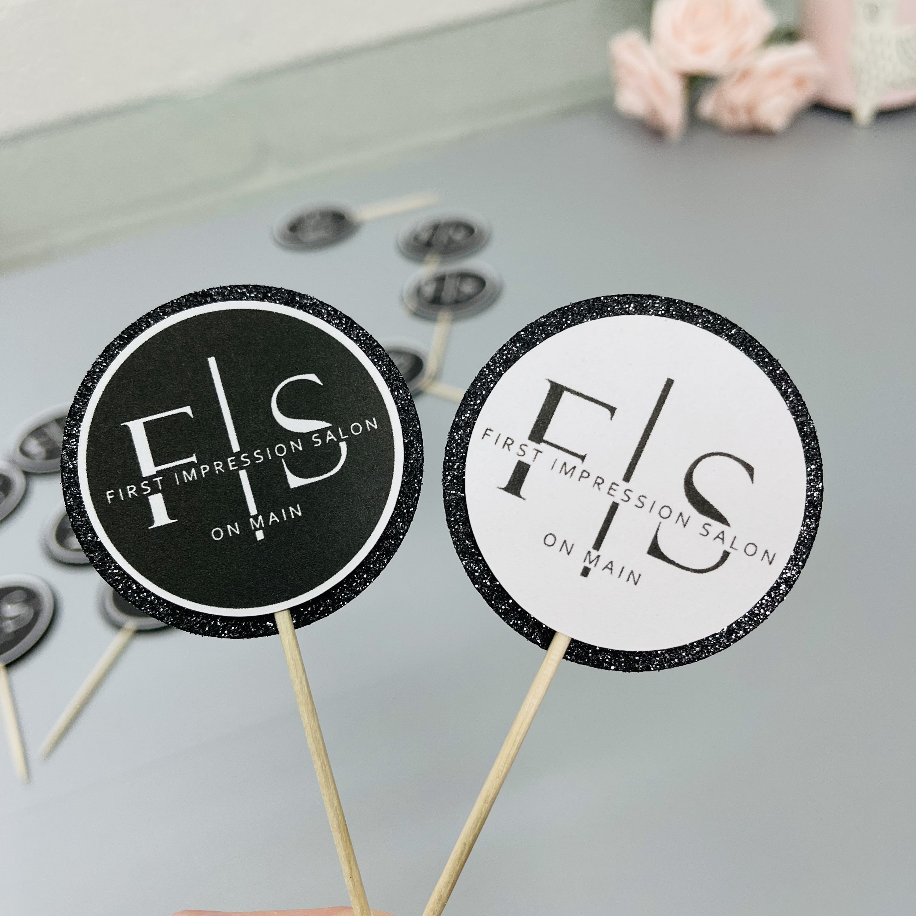 YOUR BRAND LOGO Cupcake Toppers/ Custom Toppers, Set of 12, Set of 6 - Etsy