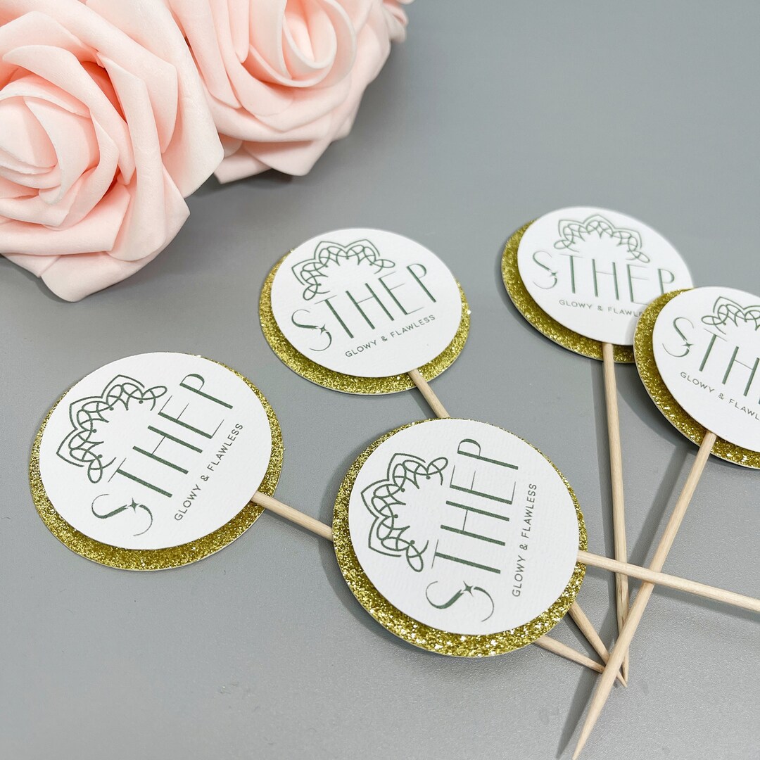 YOUR BRAND LOGO Cupcake Toppers/ Custom Toppers, Set of 12, Set of 6 - Etsy