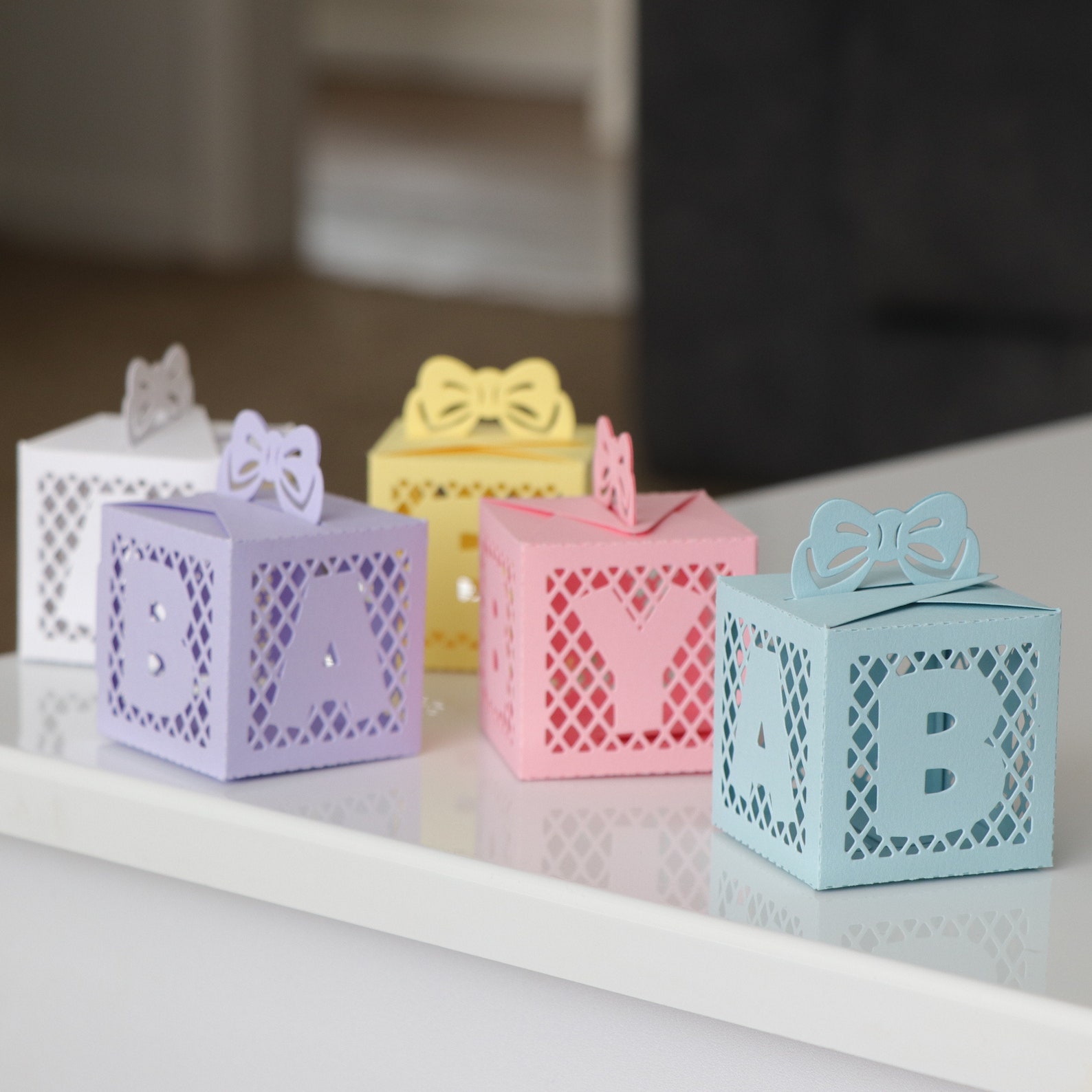 B.A.B.Y Box, Baby Favor Box, Souvenirs, Gift Box, Set of 12, 5 Color ...