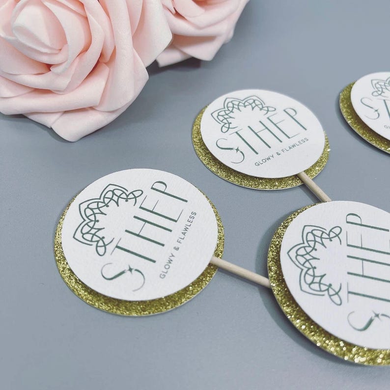 YOUR BRAND LOGO Cupcake Toppers/ Custom Toppers, Set of 12, Set of 6 - Etsy