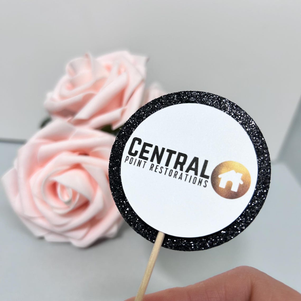 Logo Branded Cupcake Toppers, 2 Layers, Long Stick for Better Display ...