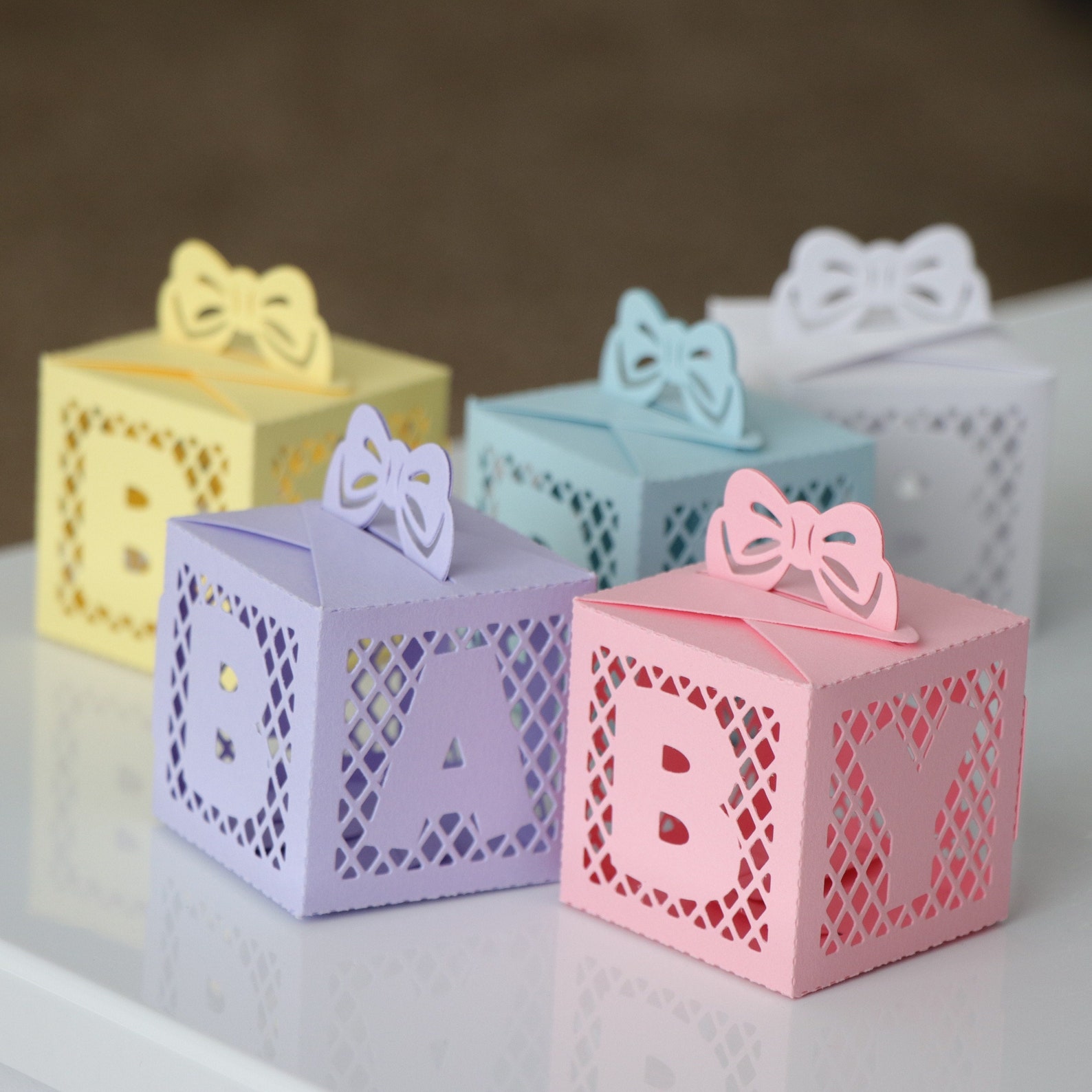 B.A.B.Y Box, Baby Favor Box, Souvenirs, Gift Box, Set of 12, 5 Color ...