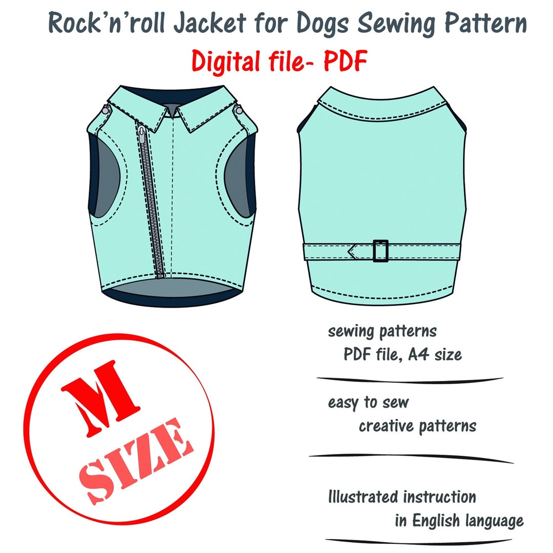Medium Dog Jacket Sewing Pattern PDF, Dog Clothes Sewing Pattern, Dog ...