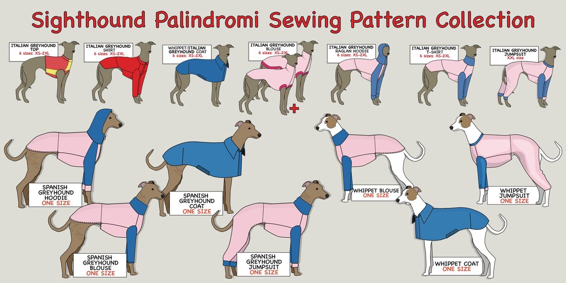 Spanish Greyhound Coat Sewing Pattern: A0, A4 and Letter Size (PDF ...
