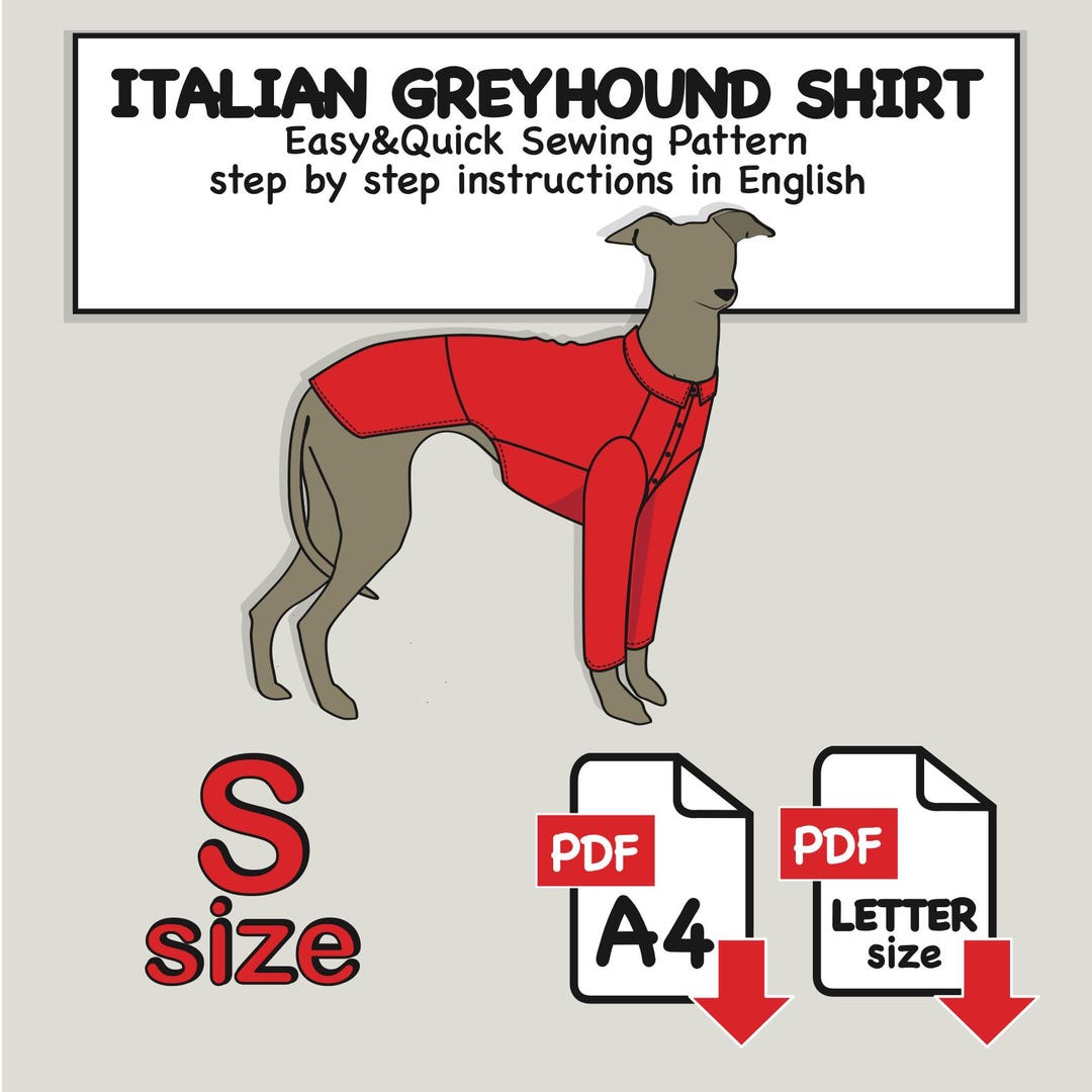 Italian Greyhound Shirt Sewing Pattern (size S) - Digital PDF - Etsy