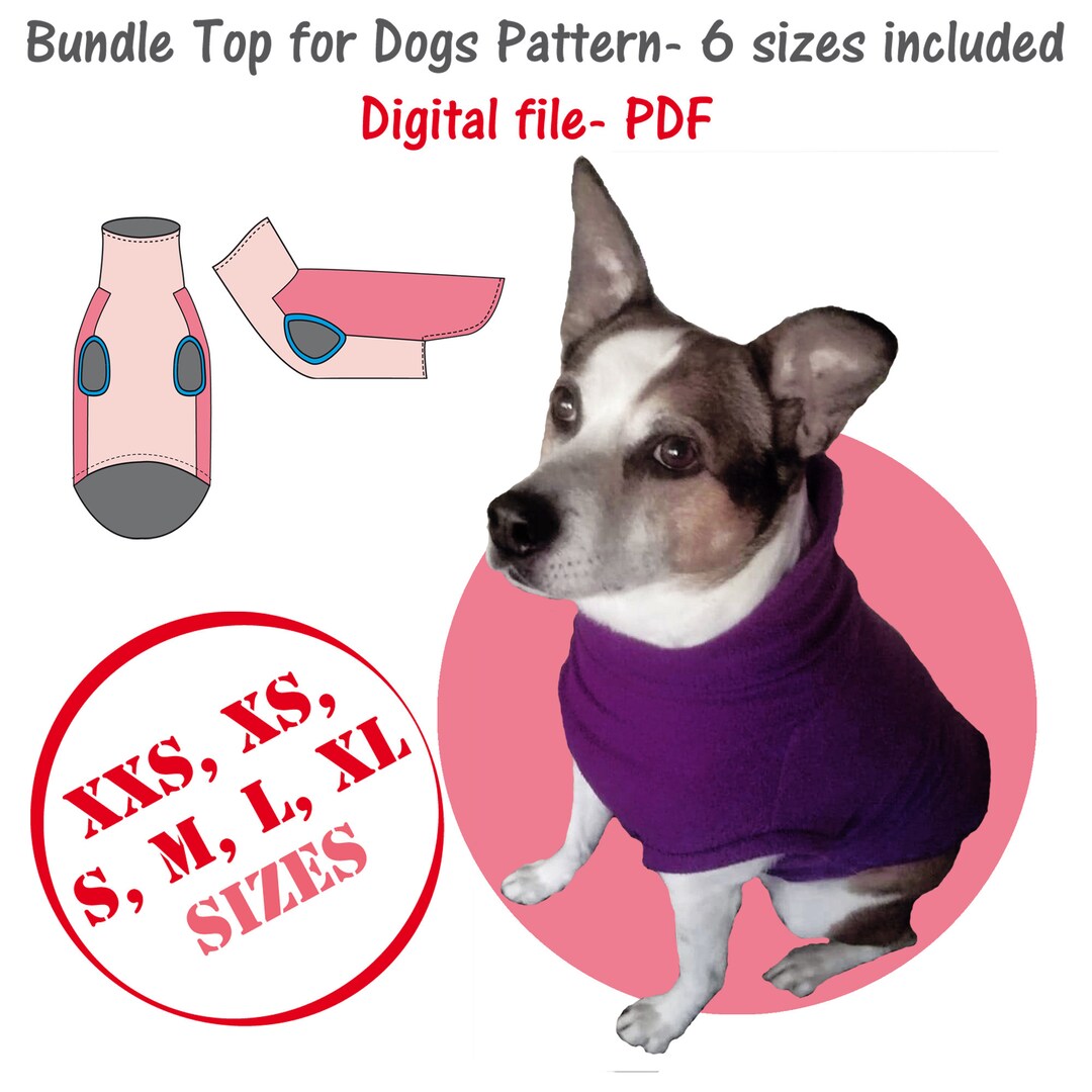 Bundle Top Dog Sewing Pattern Digital File Pdf, 6 Sizes Included, Dog ...