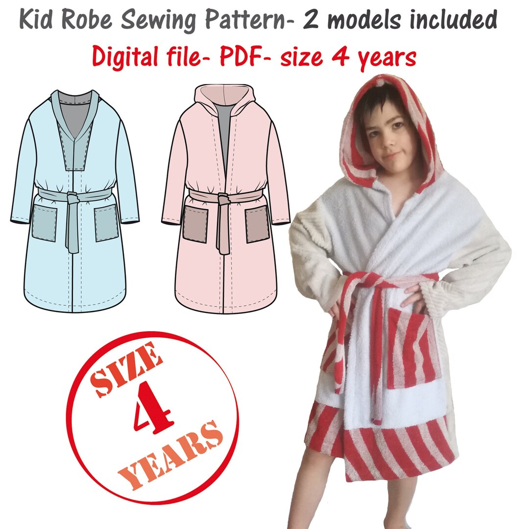 Robe for 4 Years Boy or Girl Digital Sewing Pattern/ Toddle Dressing ...
