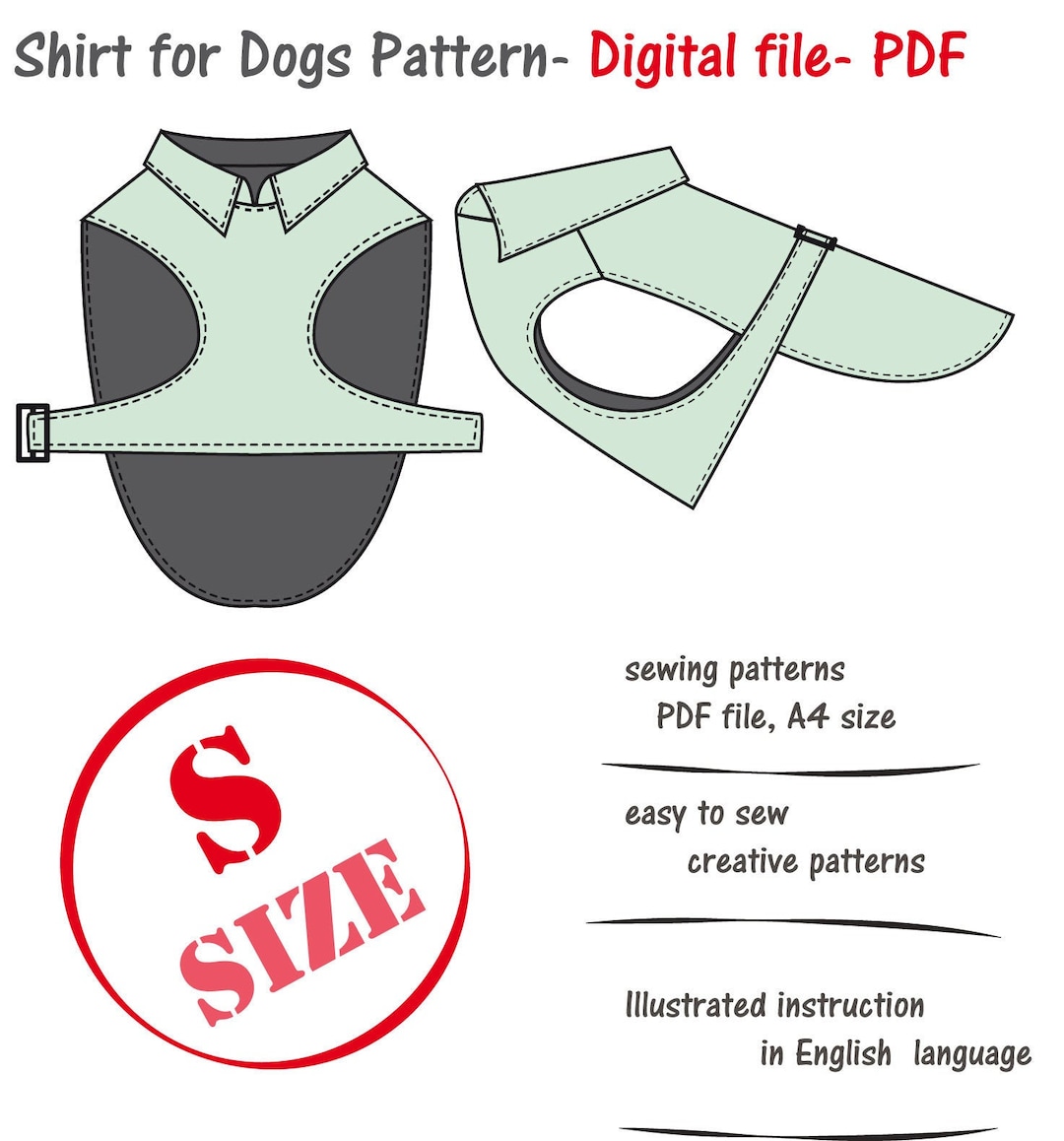 Small Dog Shirt Pattern PDF, Dog Clothes Pattern, Dog Jacket Sewing ...