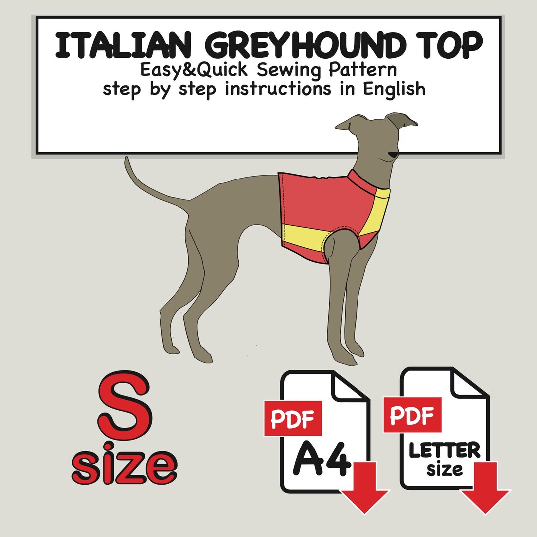 Italian Greyhound Singlet Sewing Pattern: Iggy Dog Tank Top (PDF ...