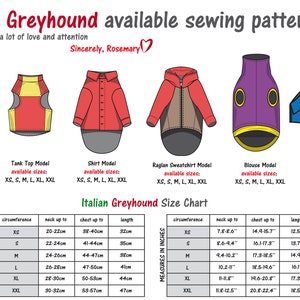 Italian Greyhound(xl)dog Coat Sewing Pattern, Greyhound Shirt Pattern ...