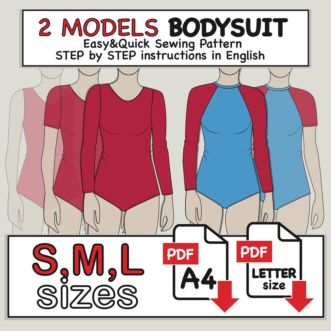 Women's Bodysuit Sewing Pattern: Raglan & Classic Styles (PDF Digital ...