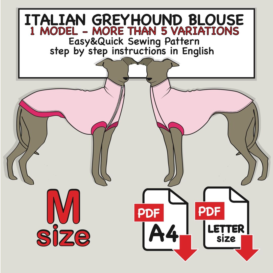 Italian Greyhound Blouse Sewing Pattern: Size M, Multi-style (PDF ...