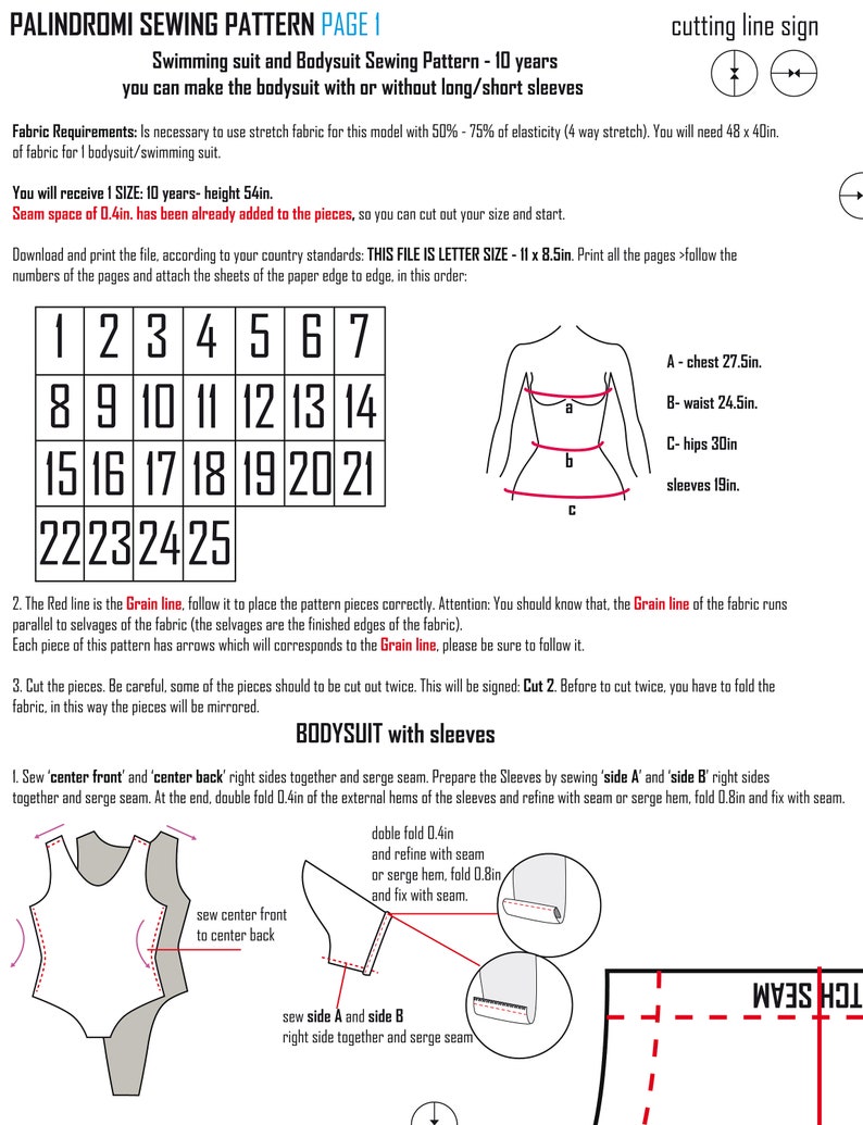 Kid Bodysuit Sewing Pattern Child Leotard 10 Years Kid | Etsy