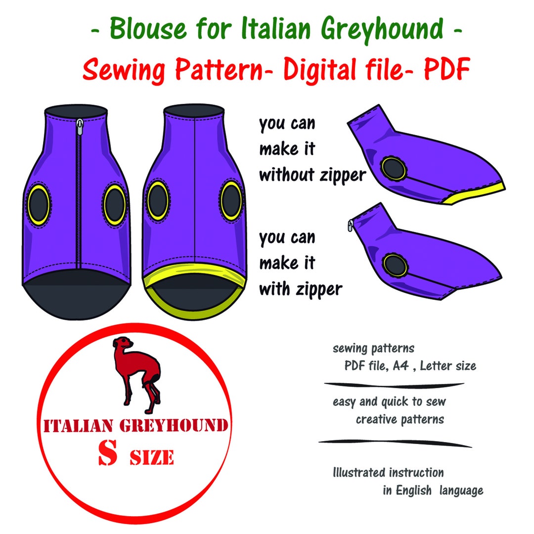 Italian Greyhound(s) Blouse Sewing Pattern PDF, Italian Greyhound Top ...