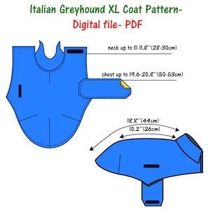 Italian Greyhound(xl)dog Coat Sewing Pattern, Greyhound Shirt Pattern ...