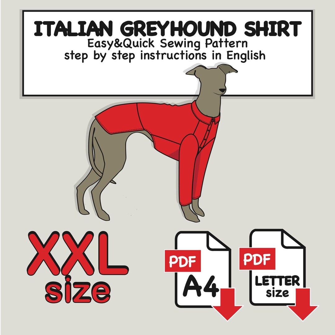 Italian Greyhound Shirt Sewing Pattern (XXL): Digital PDF Download - Etsy