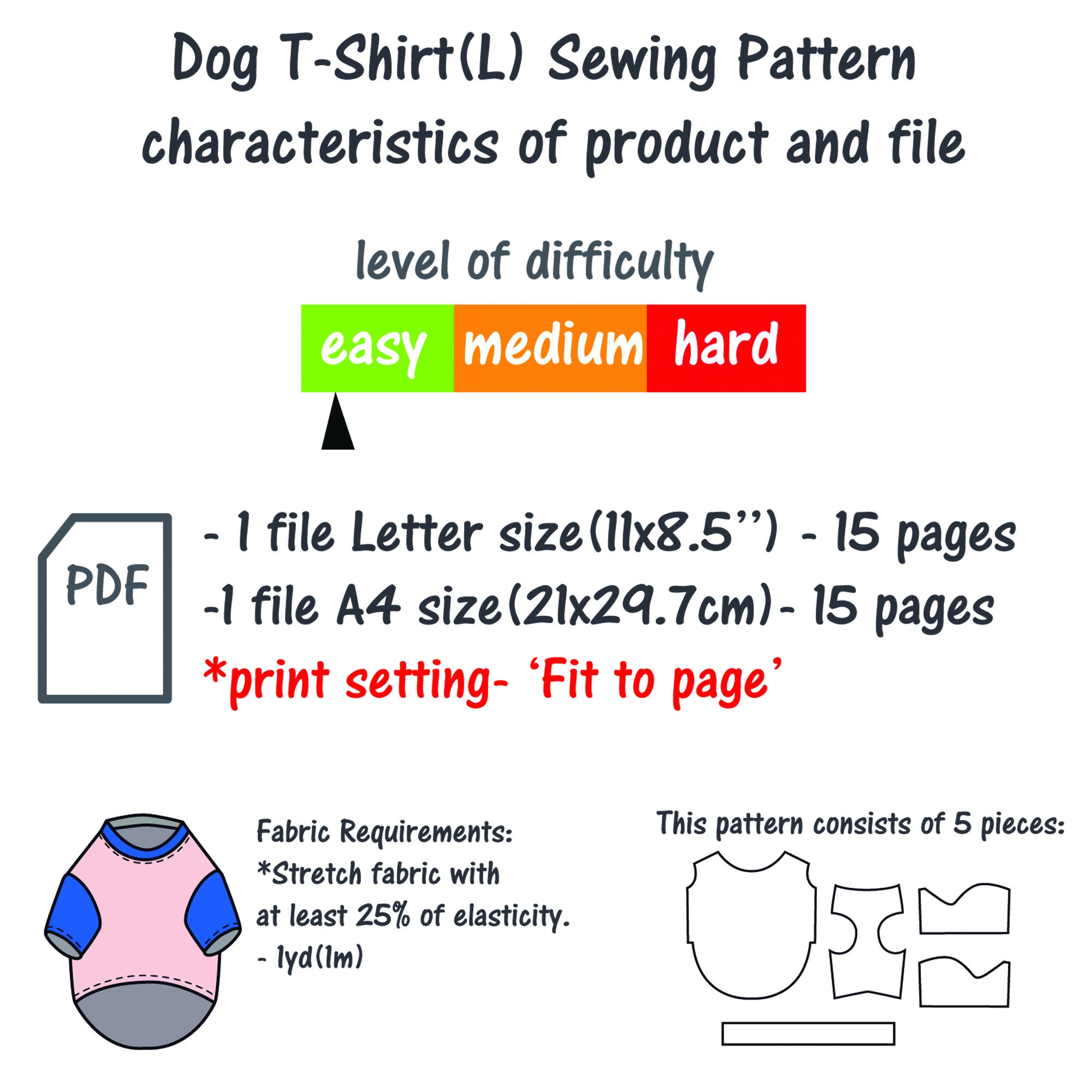 Largel Dog T-shirt Sewing Pattern Big Dog Clothes Pattern - Etsy