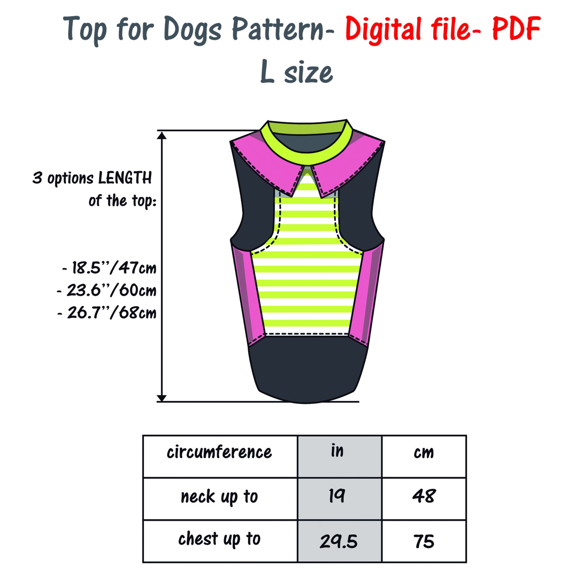 Largel Dog Top Digital Sewing Pattern Big Dog Tee Shirt - Etsy Australia