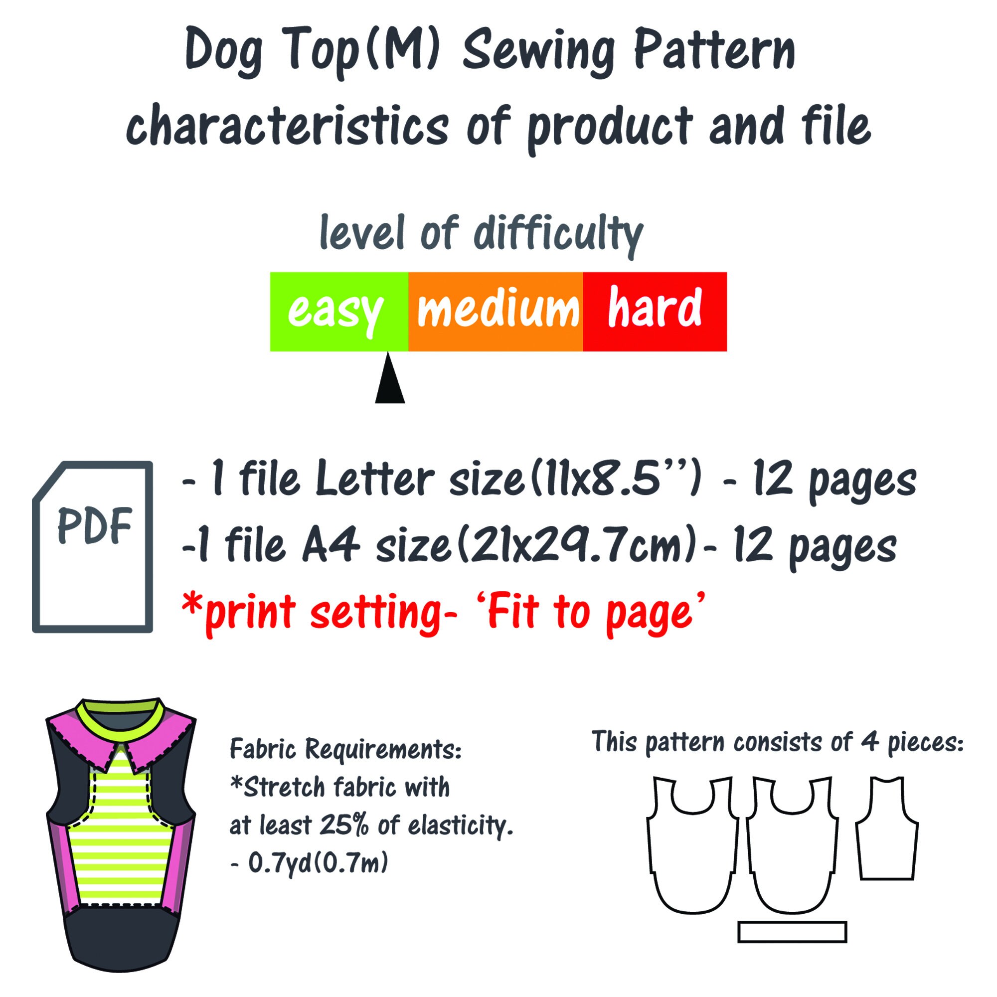 Dog Tee Shirtm Digital Sewing Pattern Dog Blouse Pattern - Etsy