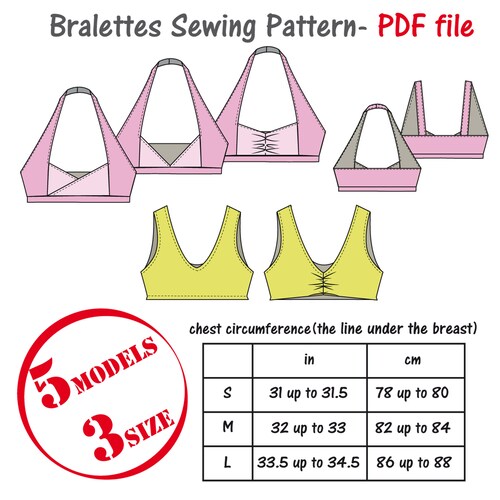 Bra Lingerie Sewing Pattern Bralette Sewing Pattern - Etsy