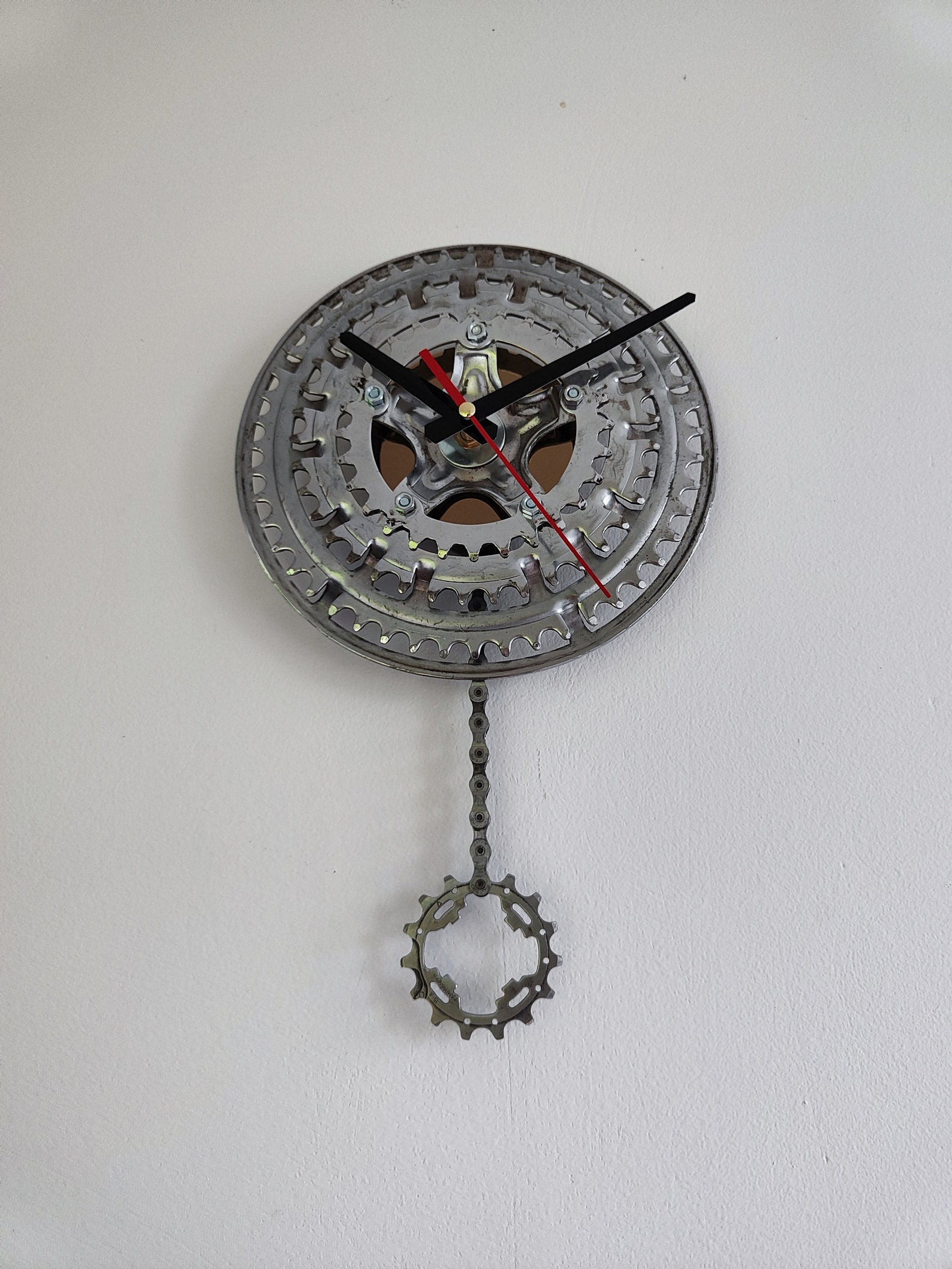 Bicycle Gear Clock, Pendulum Bike Clock, Steampunk Clock, Clock Art ...