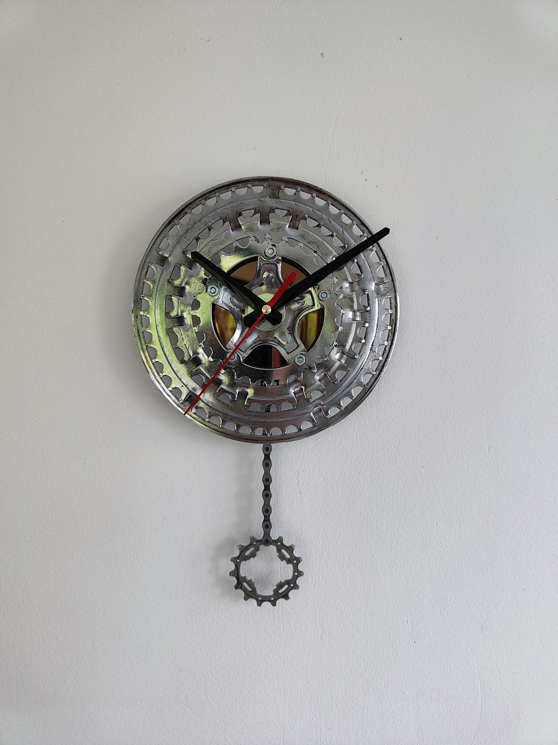 Bicycle Gear Clock, Pendulum Bike Clock, Steampunk Clock, Clock Art ...