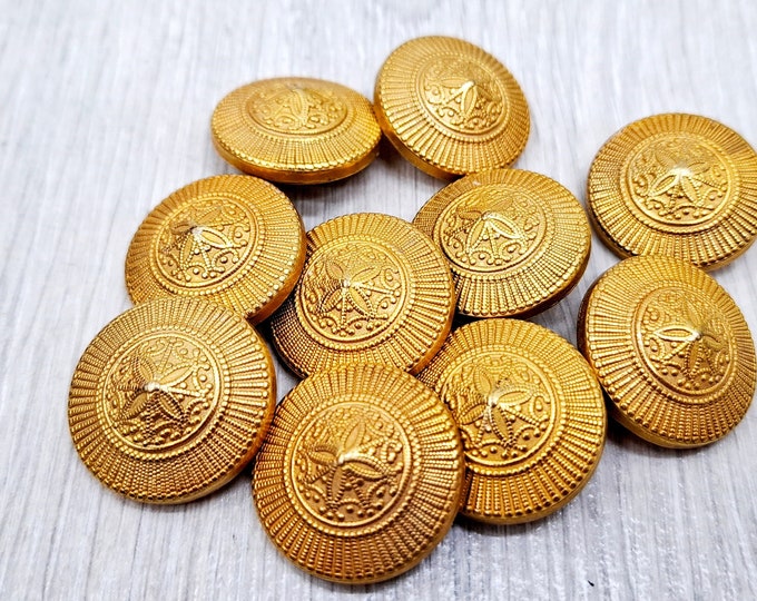 Steampunk Button Vintage Military Button Shank Button Gold Buttons ...