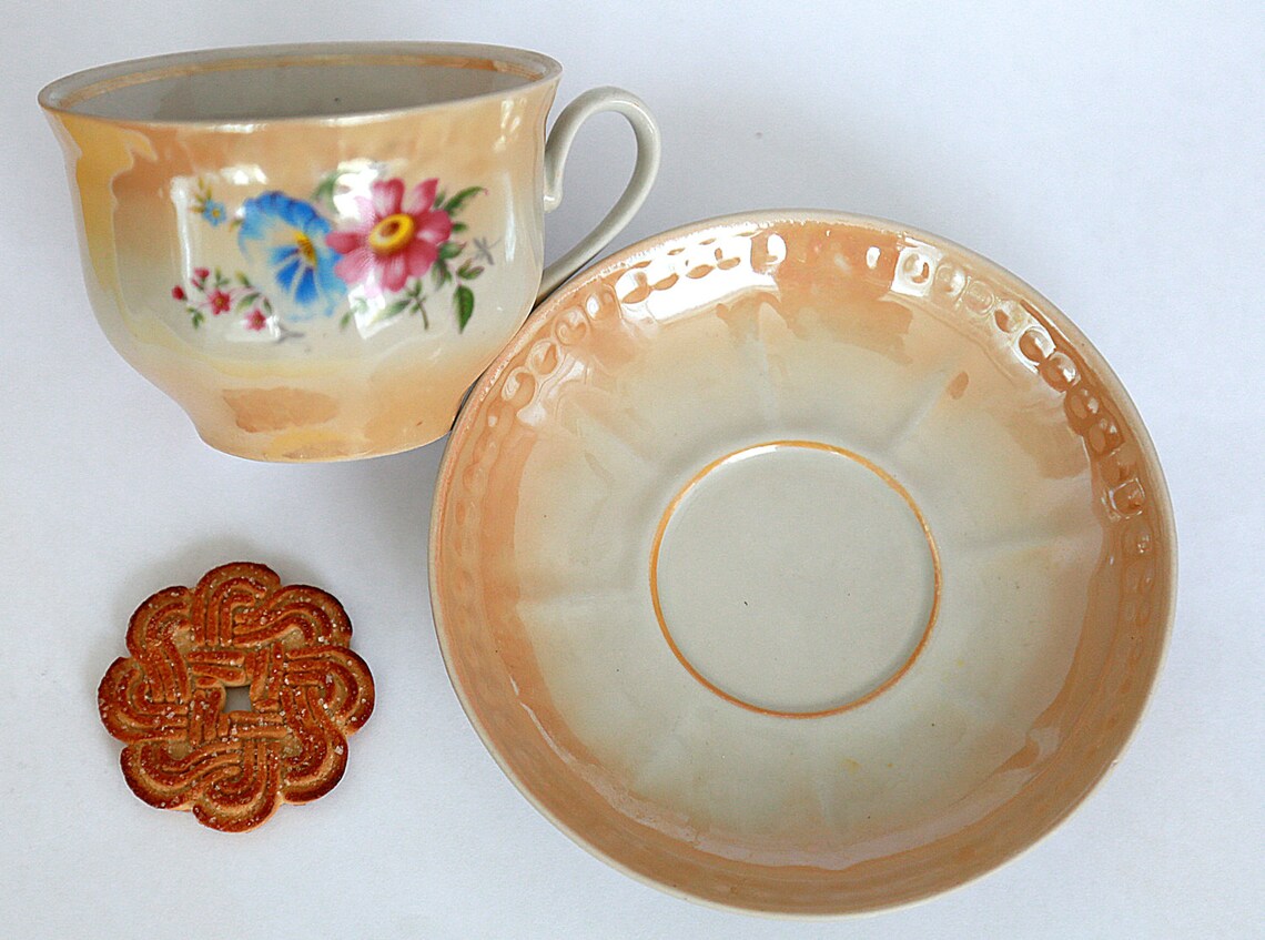 Vintage Mug Rustic Cup Tea Cup Ceramic Cup With Saucer Floral - Etsy