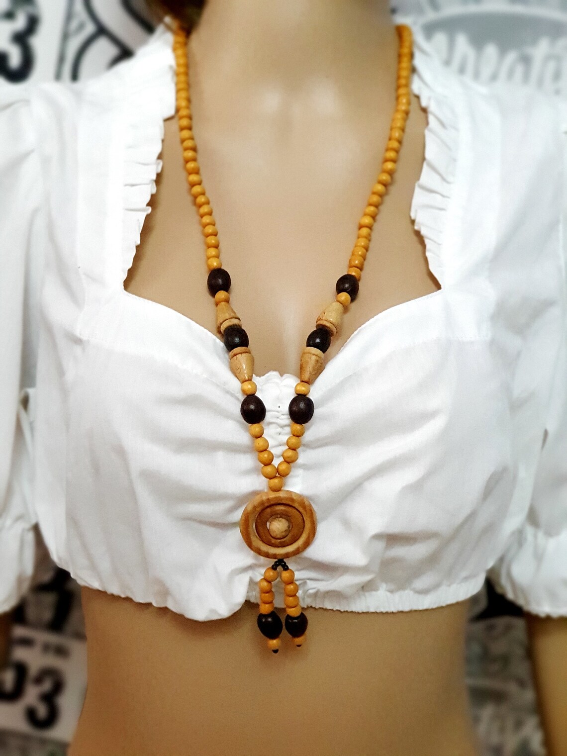 Wood Necklace Wooden Choker Statement Jewelry Statement - Etsy