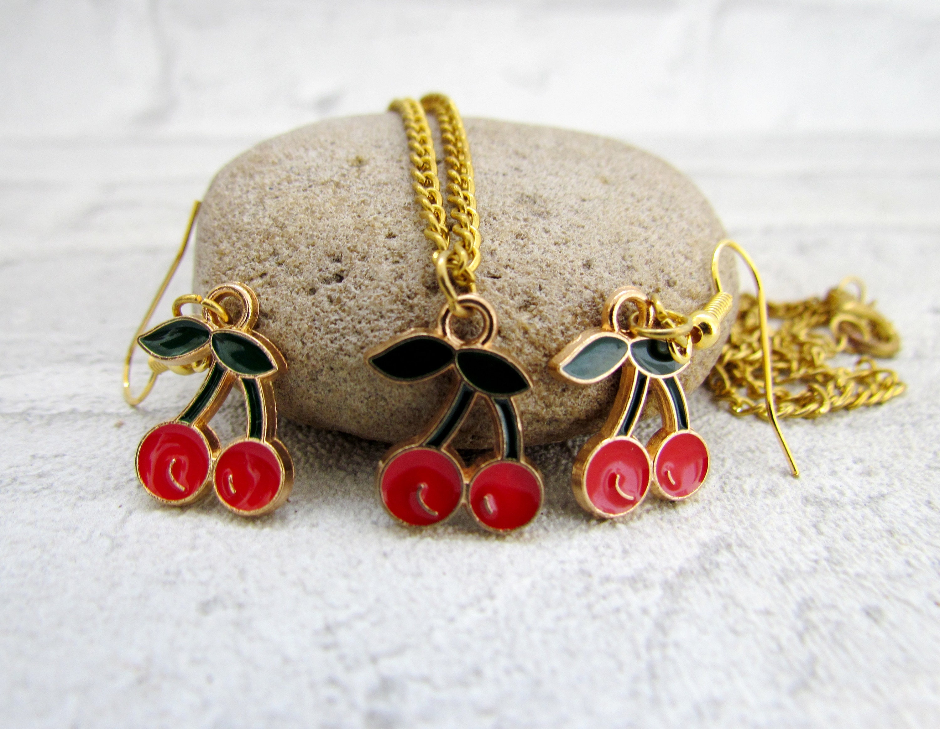 Dangle Earrings cherry jewelry cherry Earring cherries cherry | Etsy