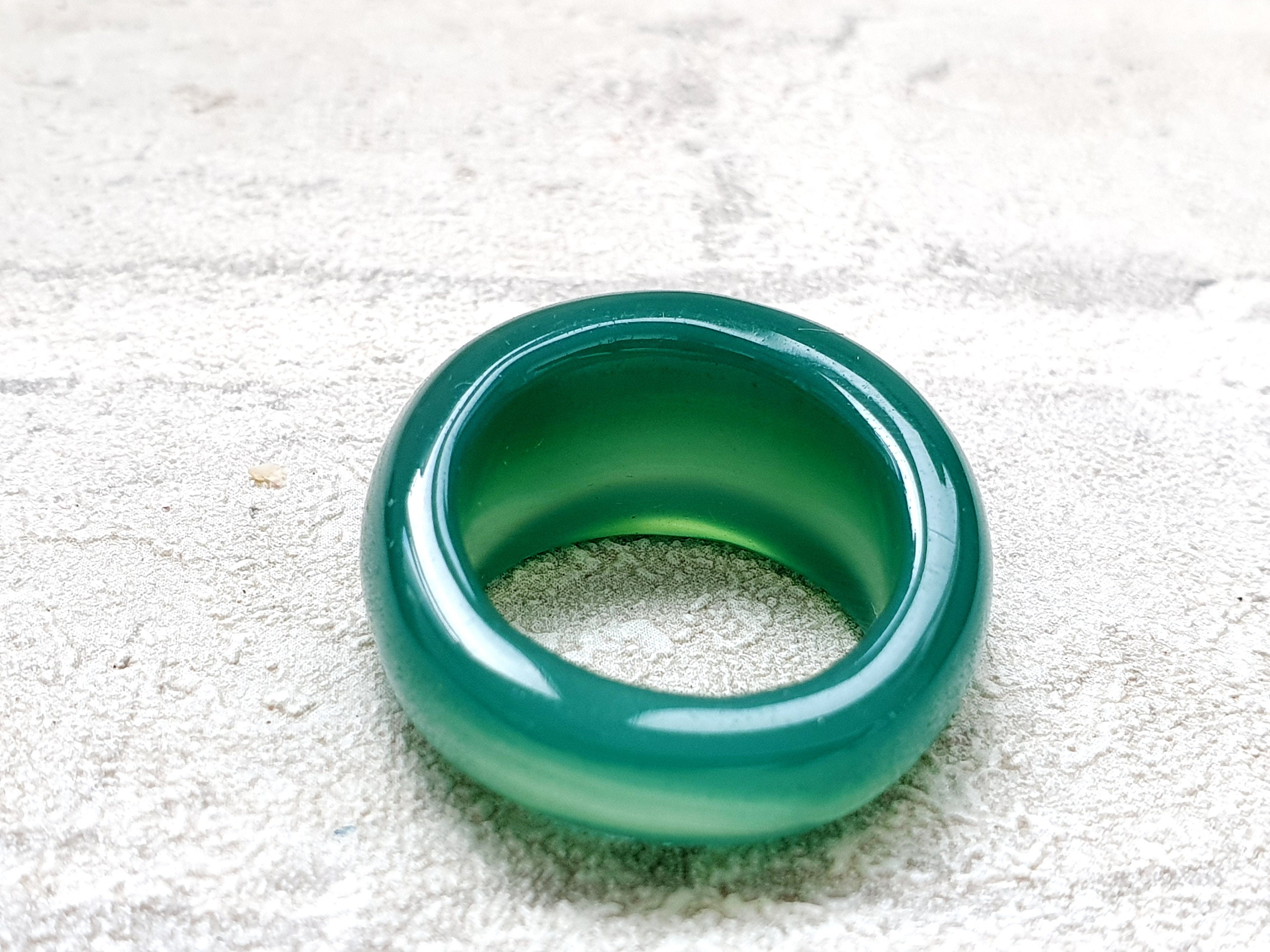 Green Agate Ring Stone Wide Ring Stone Jewelry Solid Stone Ring Stone ...