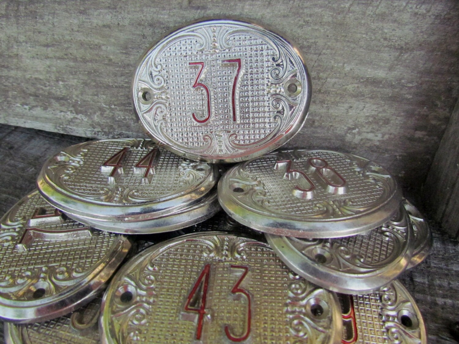 Vintage Door Numbers Room Number Home Decor Numbered Tags Metal Plate ...