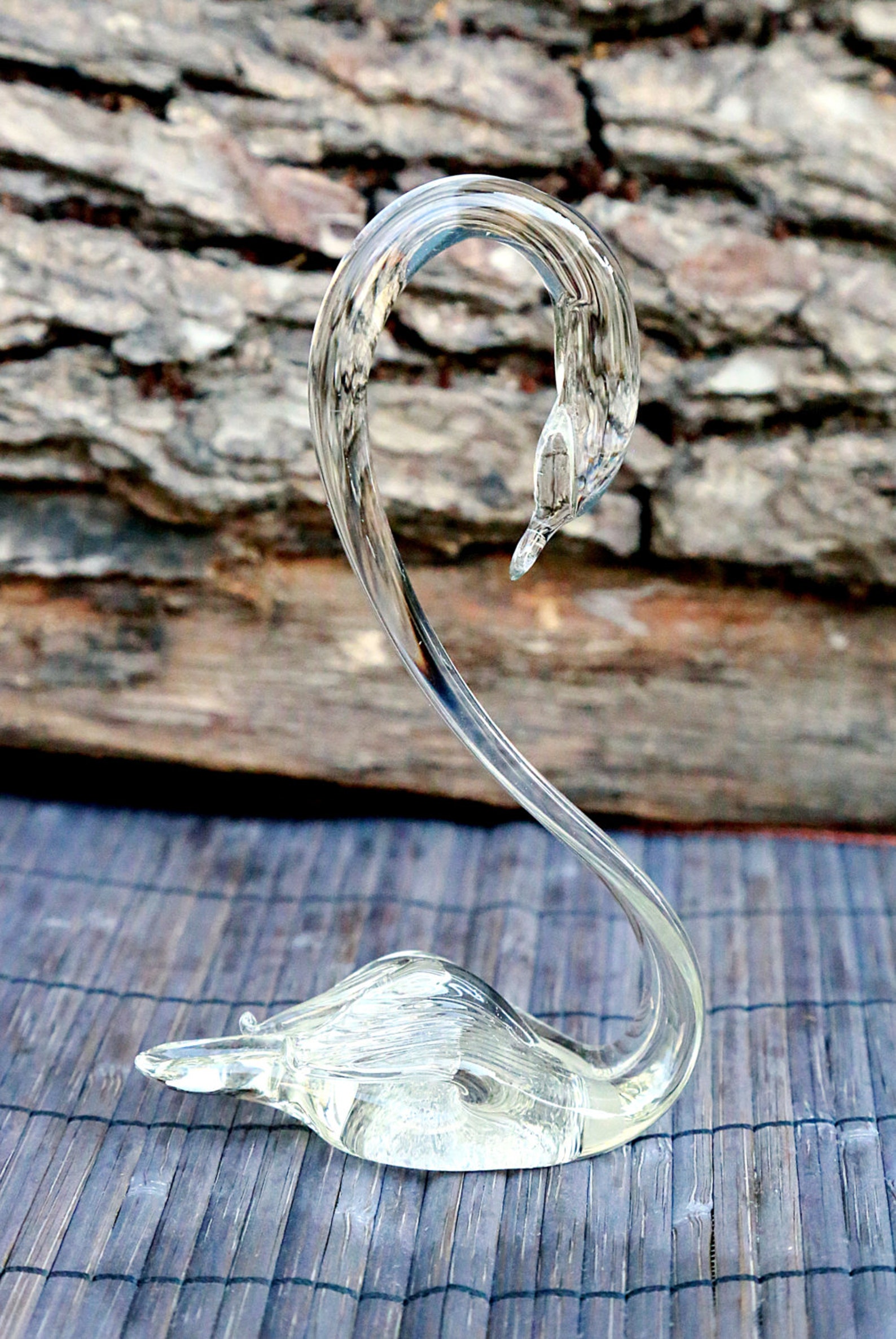 Vintage Rustic Decor Bird Figurine Swan Figurine Glass Figurine Glass ...