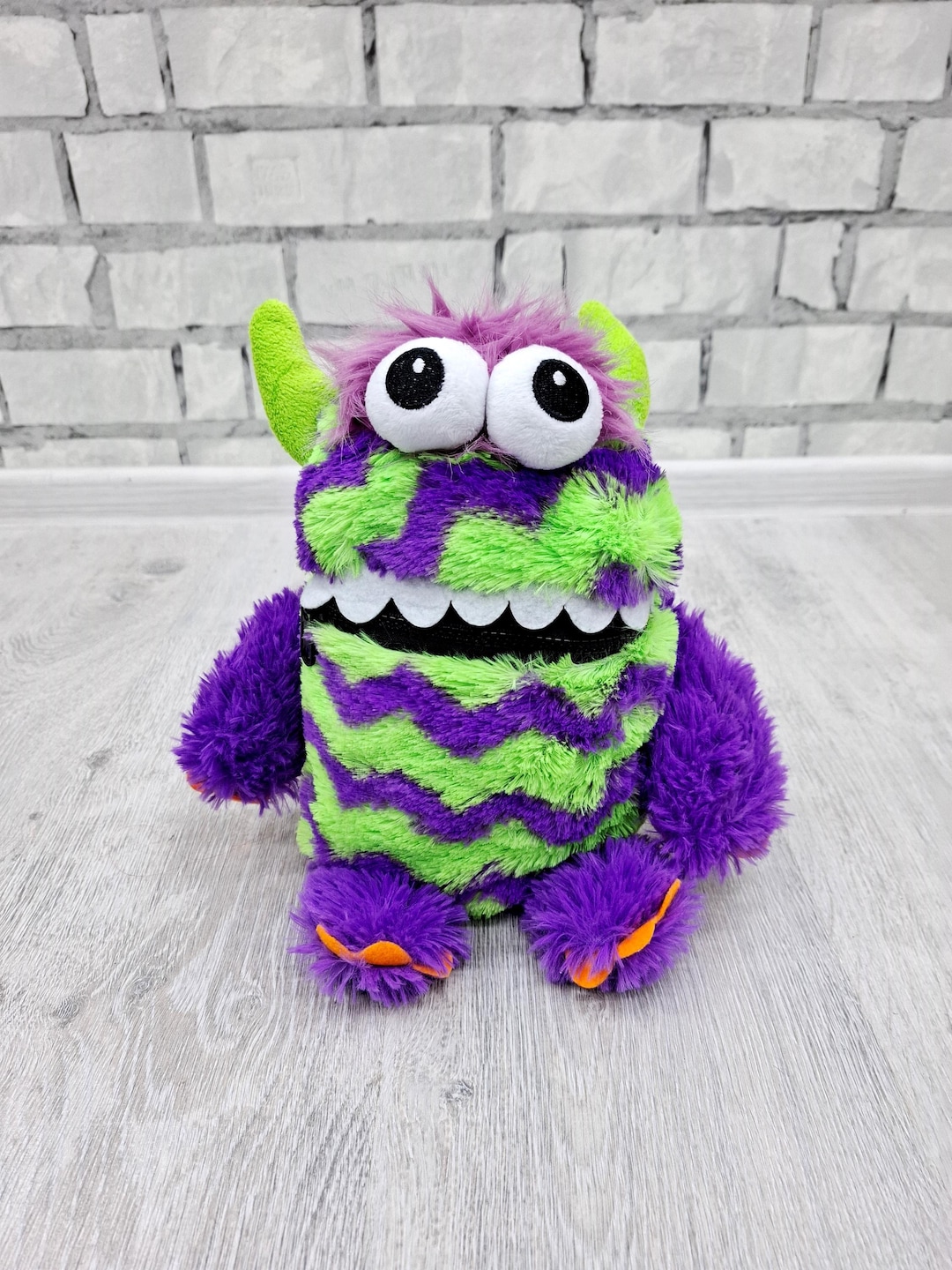 Purple Green Worry Monster Plush Toys 13" Monster Doll Vintage ...
