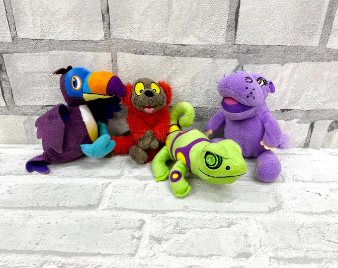 LOT 4 Jamadu Stuffed Bird Lemur Hippo Lizard Plush Toys 5.5 ...